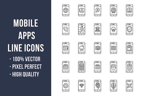 Premium Vector Mobile Apps Line Icons