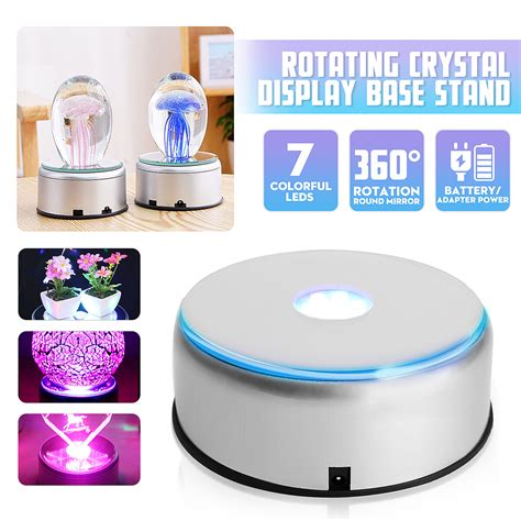Colorful Light Rotating Led Light Display Base For 3d Crystal With Ac