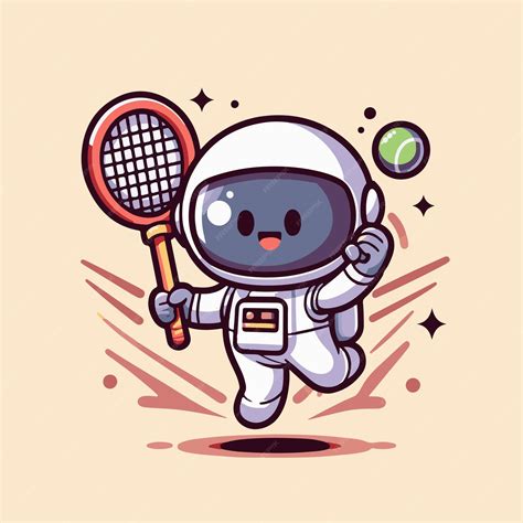 Premium Vector Cute Astronaut Playing Racket Cartoon Vector Icon Illustration Science