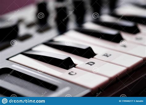 Close Up Of MIDI Controller Volume Fader Knob And Keys Royalty Free Stock Photography