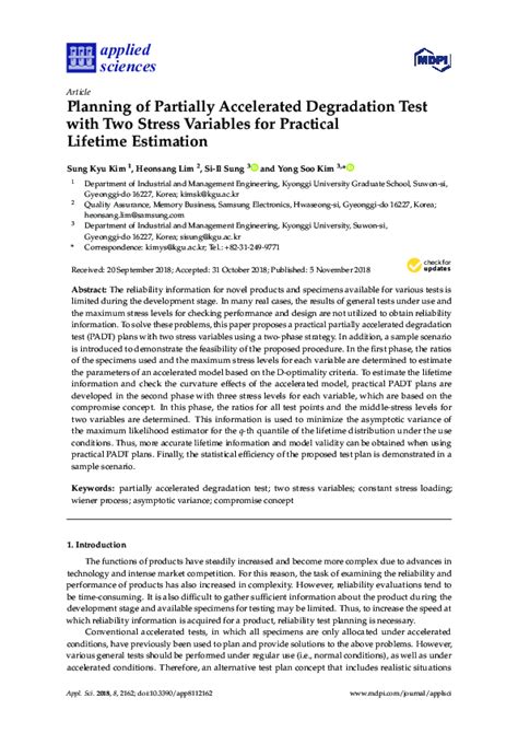 Pdf Planning Of Partially Accelerated Degradation Test With Two