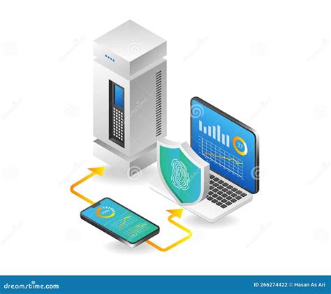 Isometric 3d Concept Illustration Of Server Data Security Analysis