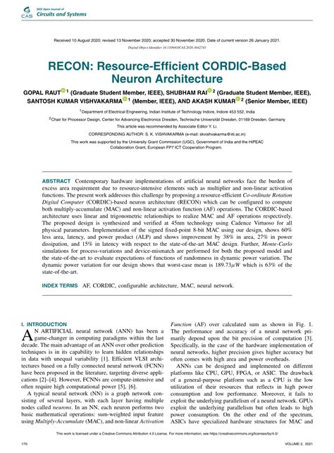 Pdf Recon Resource Efficient Cordic Based Neuron Architecture