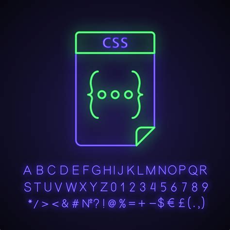 Css File Neon Light Icon Cascading Style Sheets Webpage Text File
