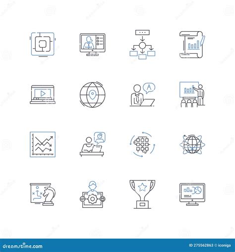 Corporate Facility Line Icons Collection Office Building Corporate