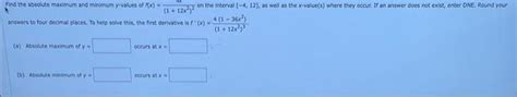 solved find the absolute maximum and minimum y values of