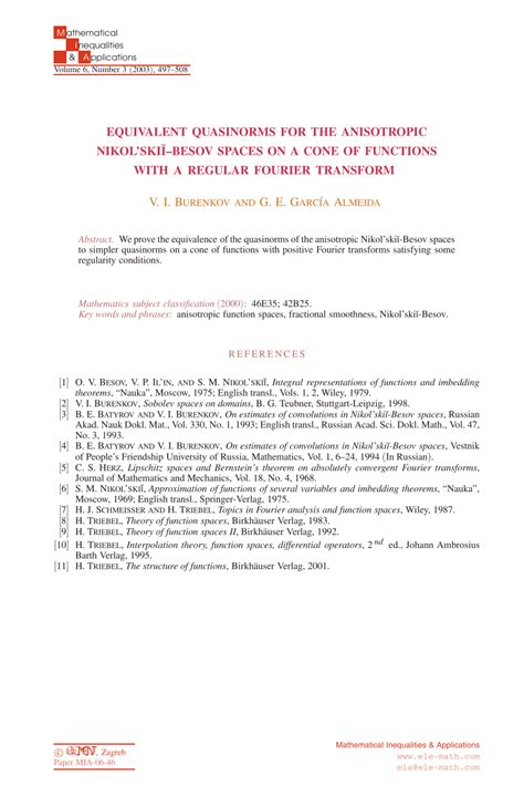 Pdf Equivalent Quasinorms For The Anisotropic Nikolskii Besov Spaces