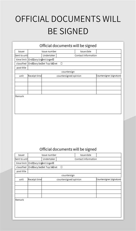 Excel For Company Office Official Document Approval Countersign Excel