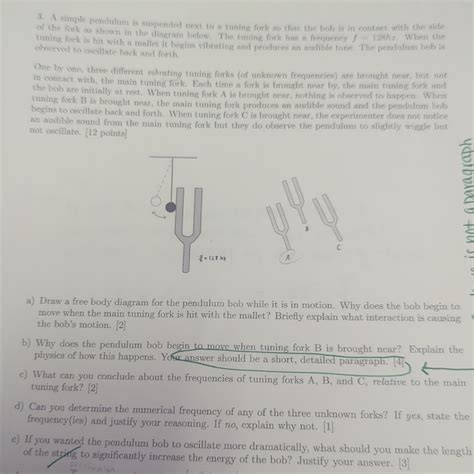 solved a simple pendulum is suspended next to a tuning fork