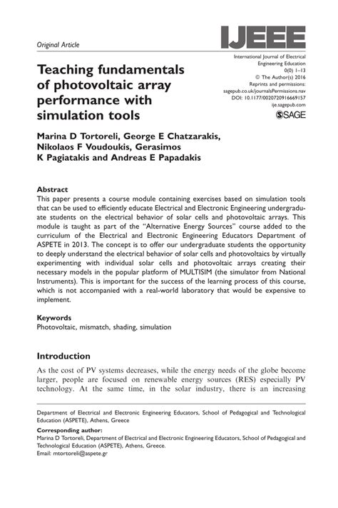 pdf teaching fundamentals of photovoltaic array performance with