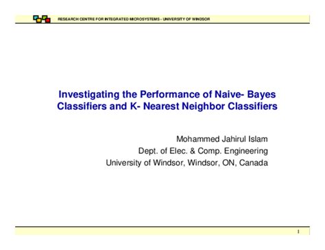 Pdf Investigating The Performance Of Naive Bayes Classifiers And K