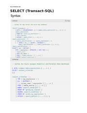 Search For Examples Of SQL Syntax Information Management Docx SQL SYNTAX LIST SELECT Transact