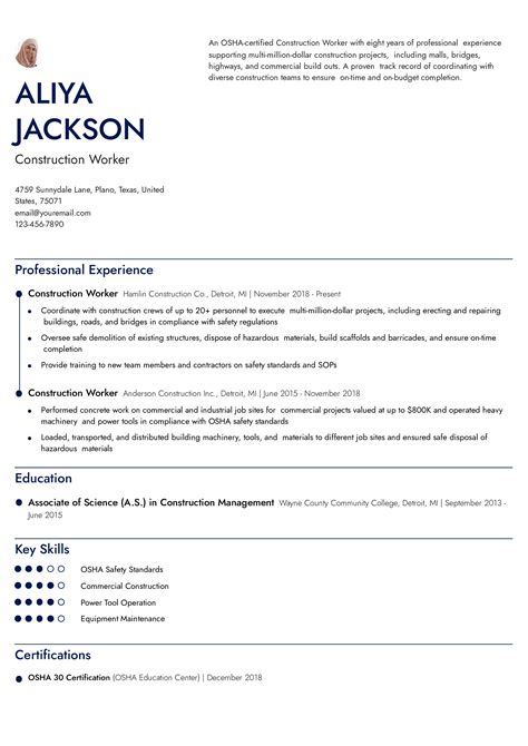 Construction Worker Resume Examples And Templates For 2024