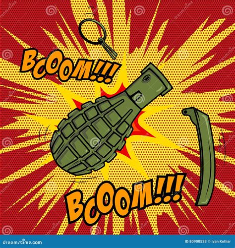 Grenade Explosion Green Military Bomb Cartoon Vector Cartoondealer