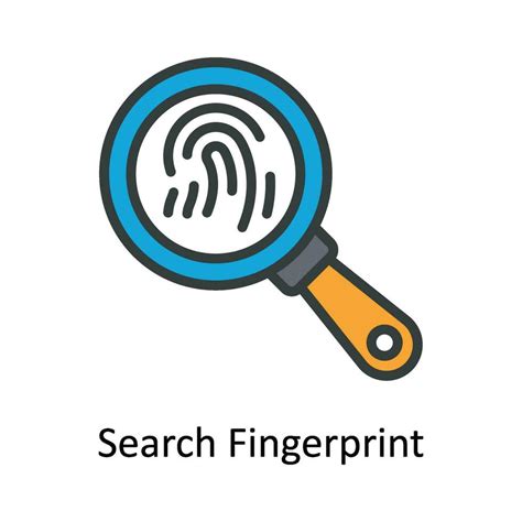 Search Fingerprint Vector Fill Outline Icon Design Illustration Cyber Security Symbol On White
