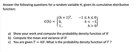 solved answer the following questions for a random variable