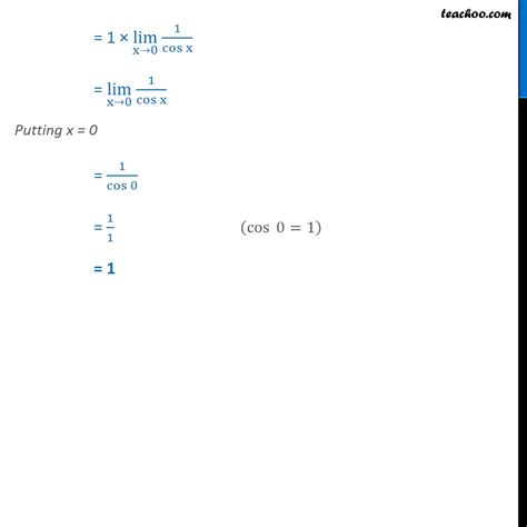 example 4 evaluate limit lim x → 0 [ tan x x] limits class 11
