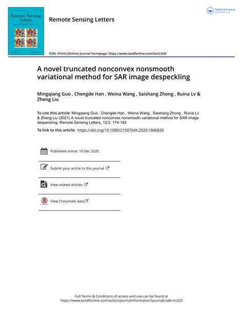 pdf a novel truncated nonconvex nonsmooth variational method for sar