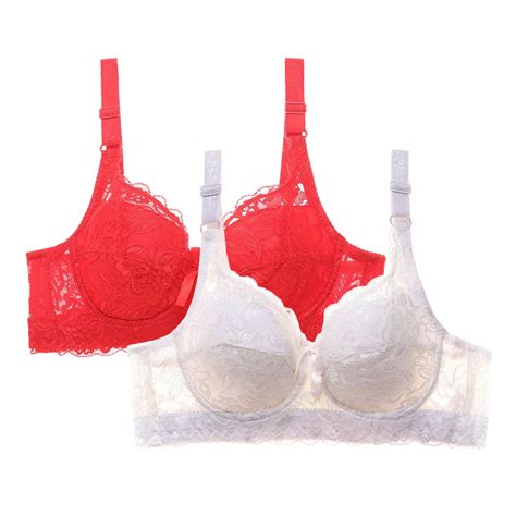 2 Packs Floral Secret Comfort Rose Bralace Eyelet Bras For Women Full Coverage Shelf Bra