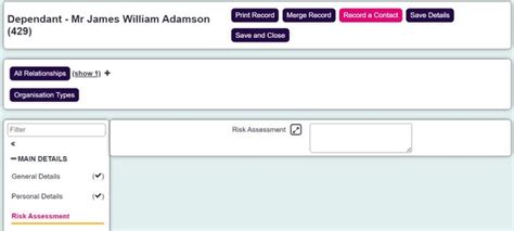 Risk Assessment Section Charitylog Manual