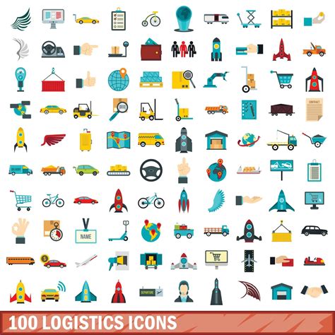 Logistics Icons Set Flat Style Vector Art At Vecteezy