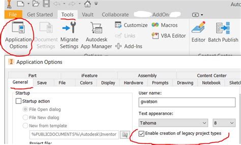 inventor projects file default settings autodesk community