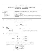 ENGR311 Sample F2016 Concordia University Department Of Mechanical And Industrial Engineering