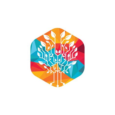 Tech Tree Vector Logo Design Template Connecting Network Tree Icon Logo Vector Art At