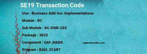 SE SAP Tcode For Business Add Ins Implementations