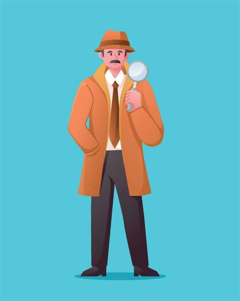 Detective With Magnifying Glass Vector Illustration 23172144 Vector Art