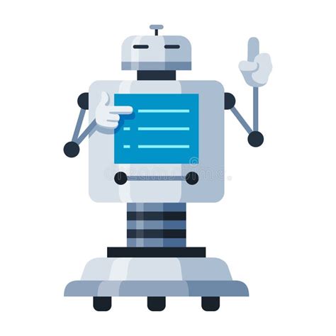 Robot Teacher With Computer Screen On Body Cartoon Icon Android Professor Schoolmaster Stock