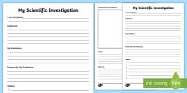 Experiment Science Investigation Write Up Recording Sheet