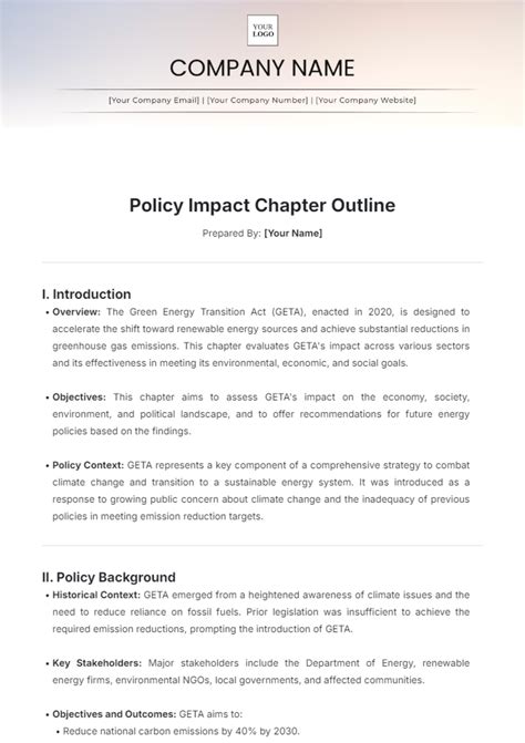Free Policy Impact Chapter Outline Template To Edit Online