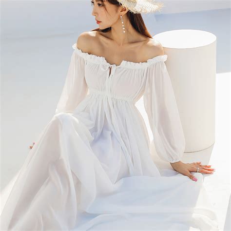 휴양지 셀프웨딩 오프숄더 비치원피스 드레스 스위트러브 에이블리