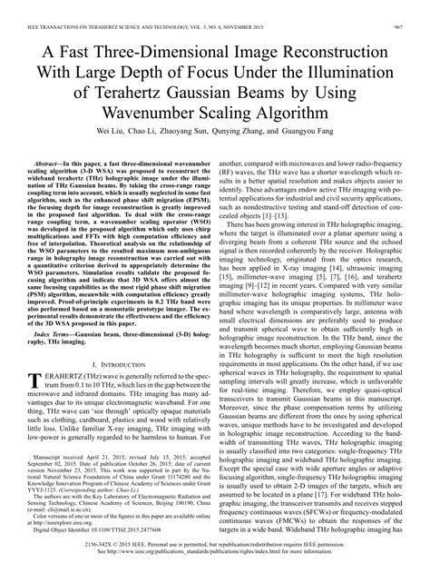 Pdf A Fast Three Dimensional Image Reconstruction With Large Depth Of