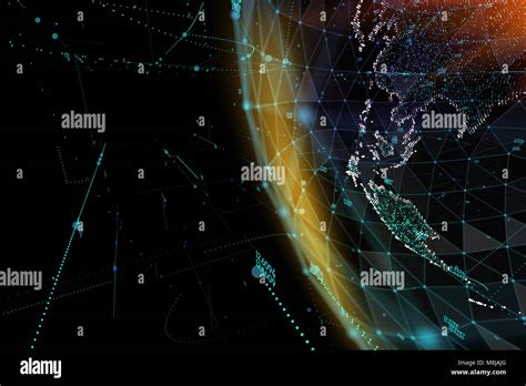 Abstract Sphere Shape Of Glowing Global Communication Global Network