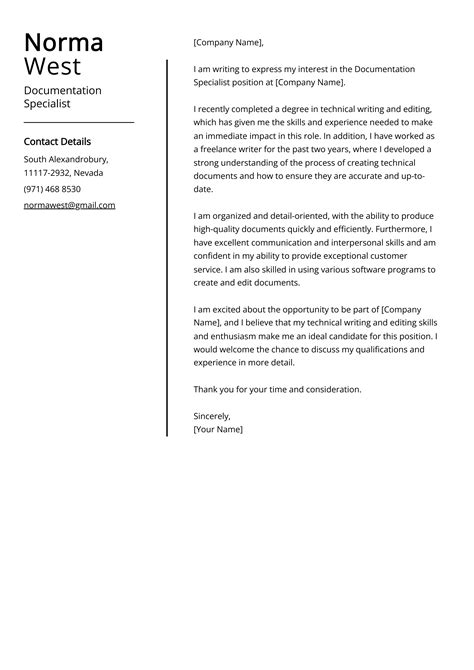 Documentation Specialist Cover Letter Example For 2024 Skills And Templates