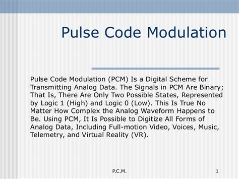 Pulse Code Modulation