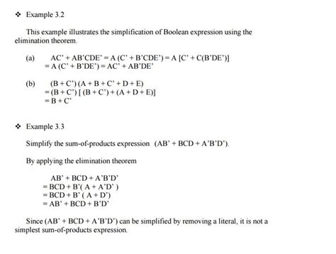 Boolean Algebra How Does The Elimination Theorem Work In These Cases Learnmath