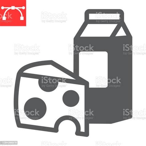 유제품 글리프 아이콘 우유와 치즈 유제품 기호 벡터 그래픽 편집 스트로크 솔리드 아이콘 Eps 10 개체 그룹에 대한 스톡 벡터