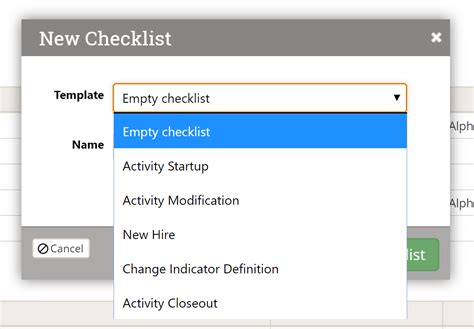 Checklist Templates Devresults Knowledge Base
