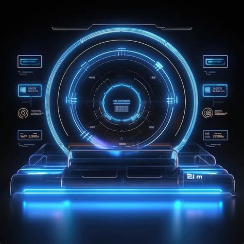 Premium Photo Abstract Technology Hud Interface Hologram Elements Neon Lights Circle Percent