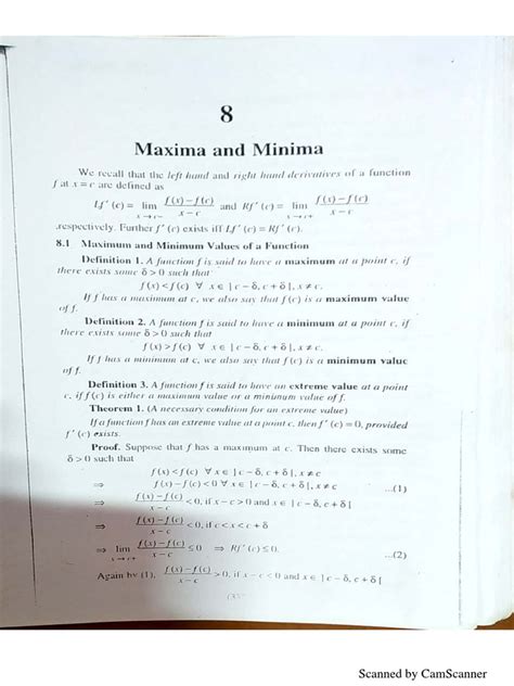 Maximum And Minimum Of Function In One Variable Pdf