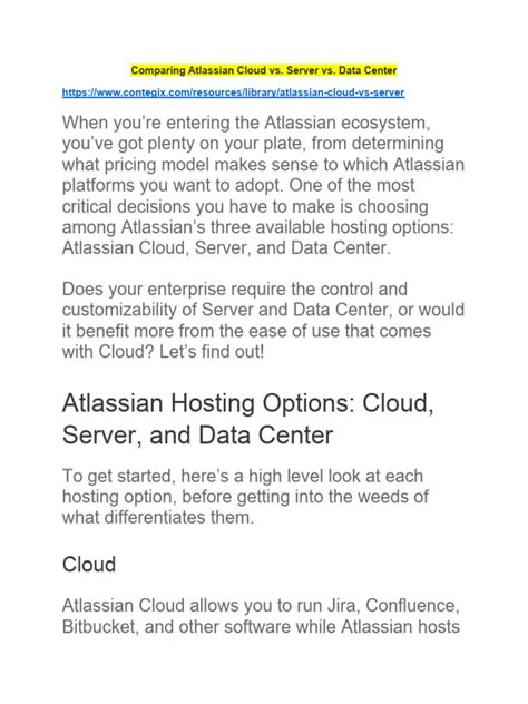 Comparing Atlassian Cloud Vs Data Center Pdf
