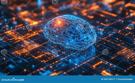 A Digital Representation of Brain Connected To Vibrant Circuits and Glowing Data Networks Stock ...
