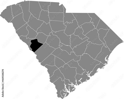 Black Highlighted Location Map Of The Edgefield County Inside Gray