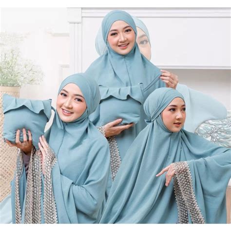 Mukena Crincle Airflow Lace Imported Rasheda Series 3in1 Jumbo Mukena Delivery Shopee Malaysia