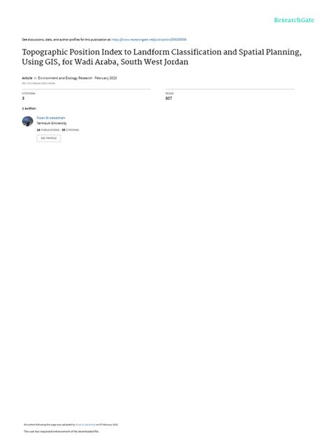 Topographic Position Index To Landform Classification And Spatial Planning Using Gis For Wadi