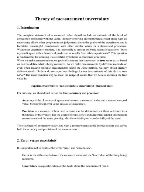 Uncertainty Theory Pdf Observational Error Accuracy And Precision
