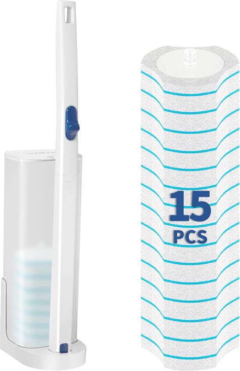 Disposable Toilet Brush Set With 15 Wand Refills Toilet Bowl Cleaner Wand With Holder Toilet